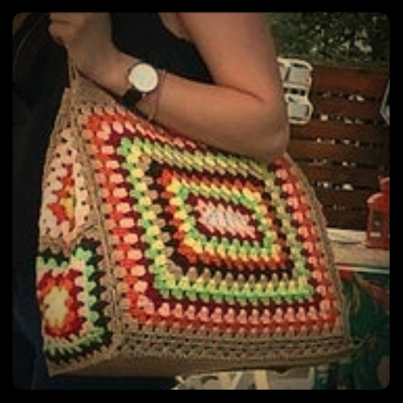 Hand Crafted | Bags | Granny Square Spring Shoulder Bag Handmade ...
